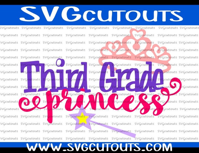 3rd Third Grade Princess School Design Back to School SVG - Etsy