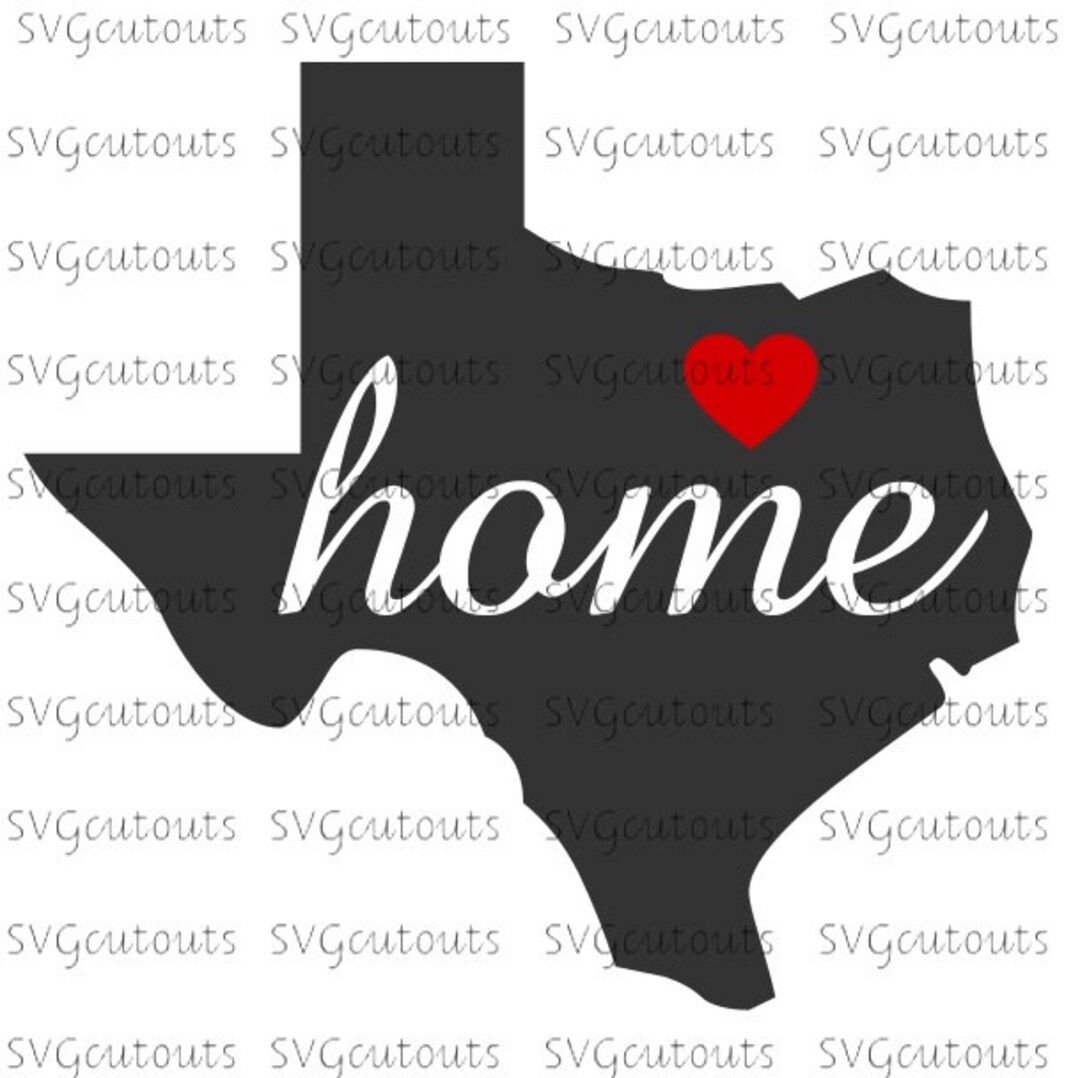 Texas Home Heart State Outline Design SVG Eps Dxf Formats - Etsy