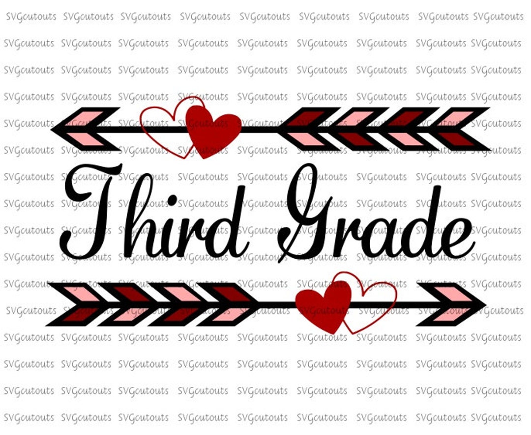 3rd Third Grade School Double Arrow Design, SVG, Eps, Dxf Formats ...