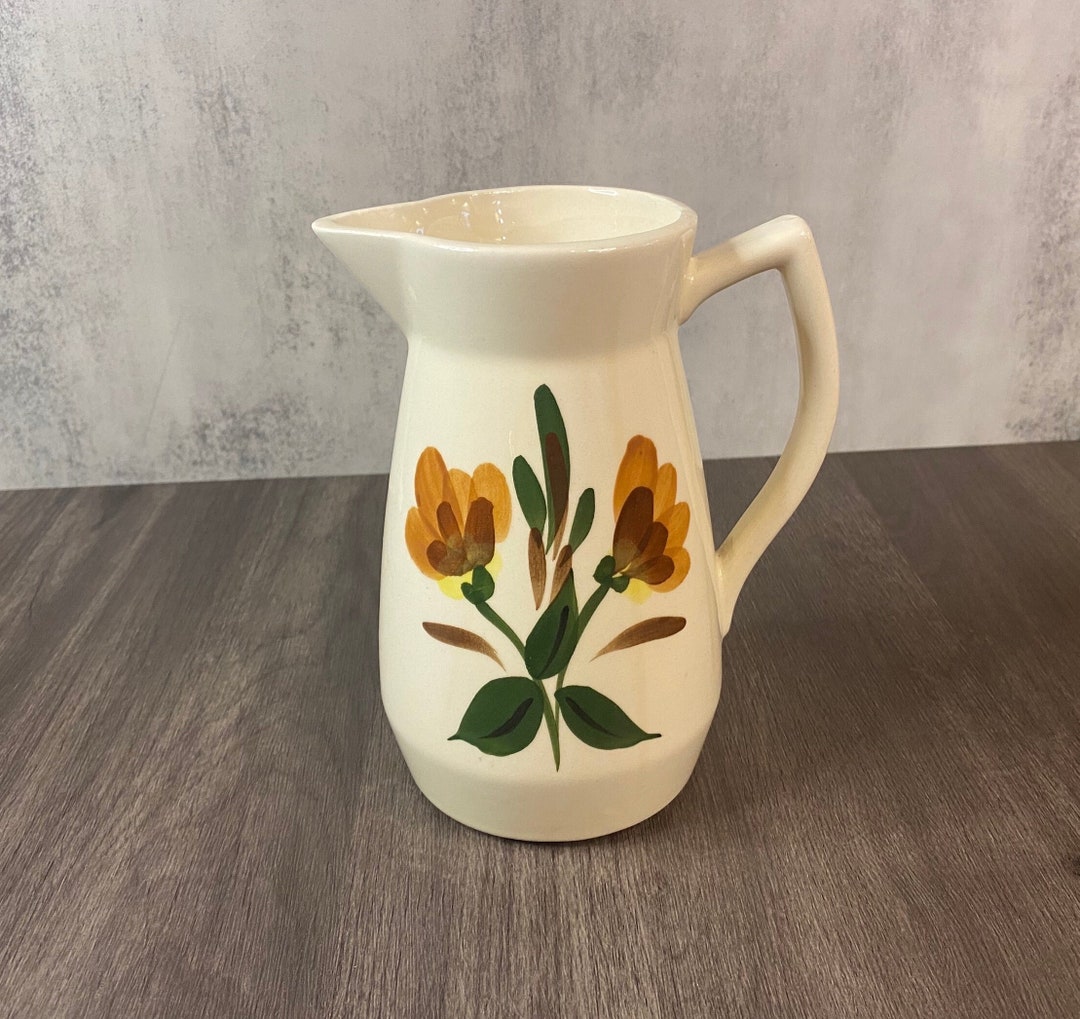 Vintage Autumn Floral Picture, Pottery Pitcher, Fall Pitcher - Etsy