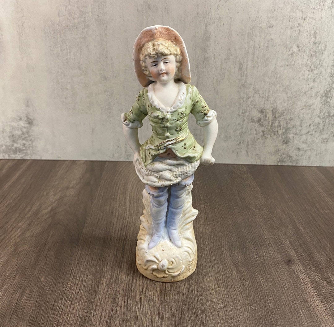 Antique German Bisque Figurine - Hand Painted Lady, 19th Century ...