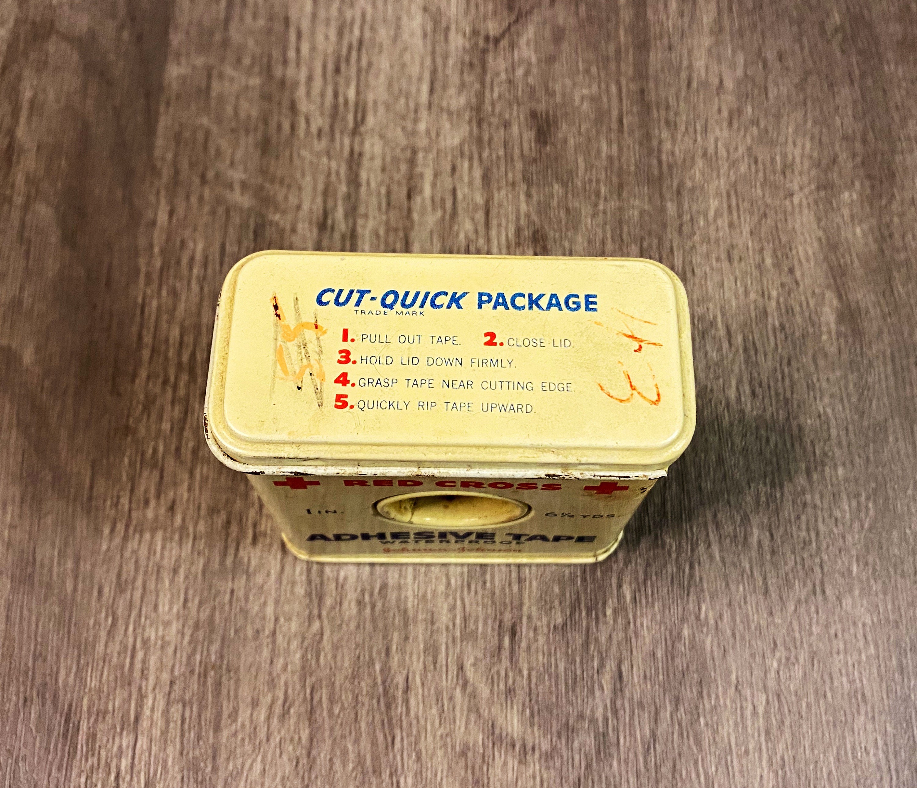 Vintage Red Cross Adhesive Tape Tin With Original Tape, Red Cross Tin ...