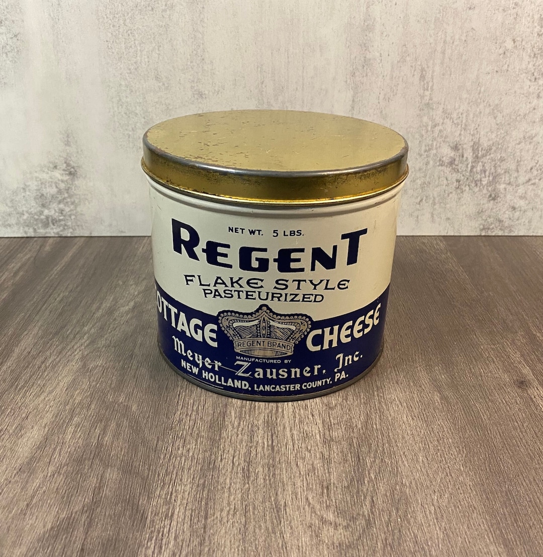 Vintage Regent Flake Style Cottage Cheese Tin - Collectible 5 Lbs Metal ...