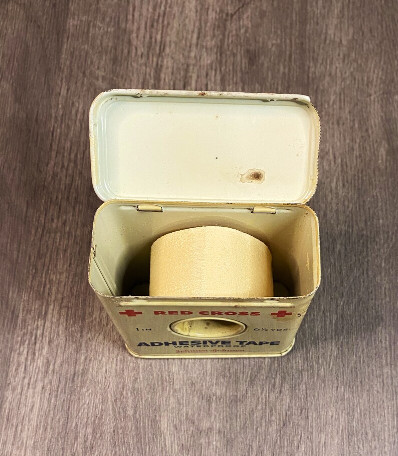 Vintage Red Cross Adhesive Tape Tin With Original Tape, Red Cross Tin ...