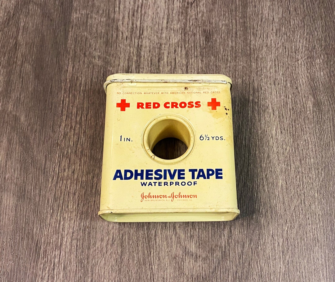 Vintage Red Cross Adhesive Tape Tin With Original Tape, Red Cross Tin ...