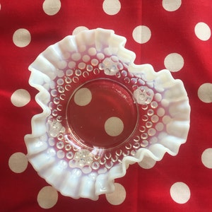Fenton White Ruffled Hobnail Glass Candy Dish - Etsy