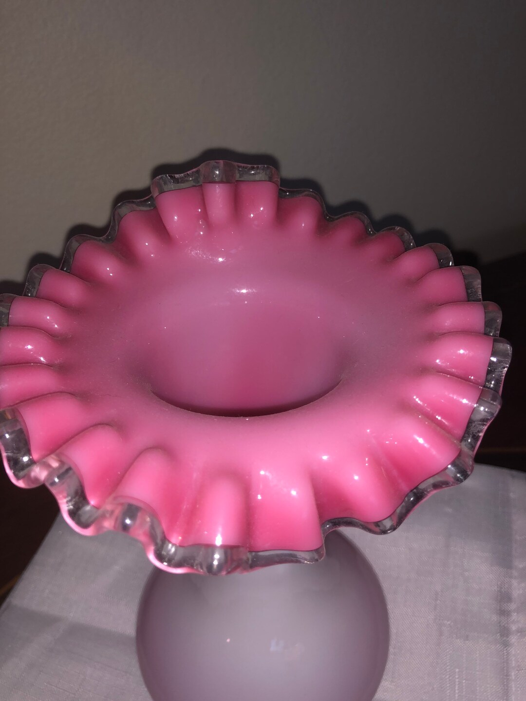 Pink Fenton Bulbuos Ruffle Glass Vase - Etsy