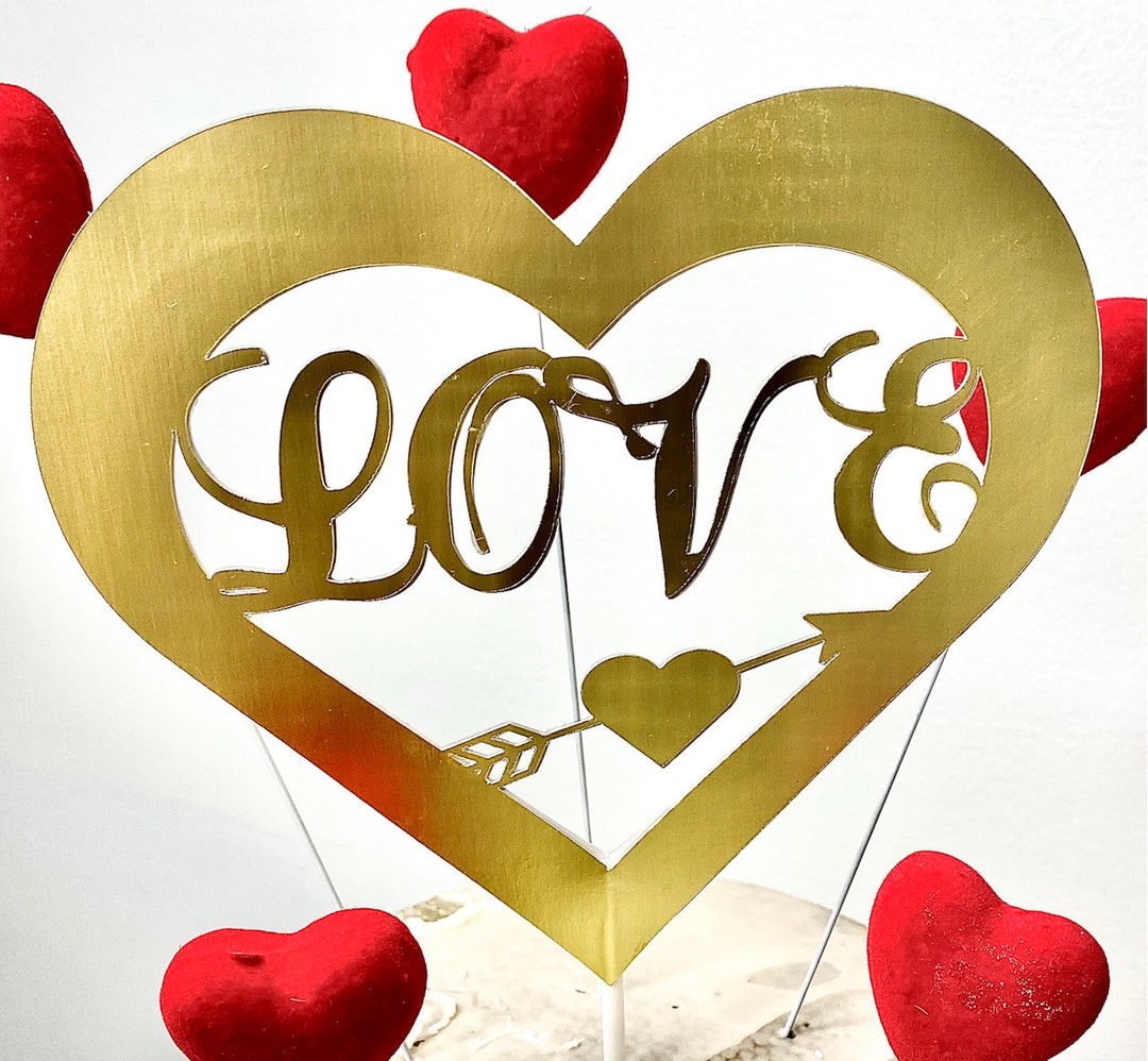 Valentine Gold Love Cake Topper - Etsy