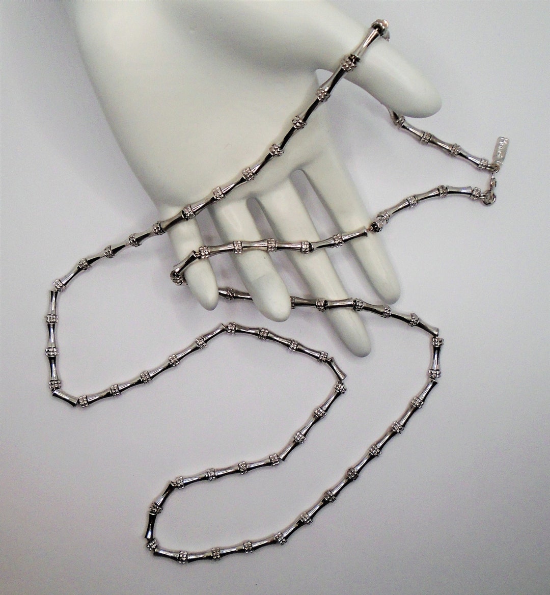 Vintage Silver Tone Textured Detailed Bamboo Design Beads and Round ...