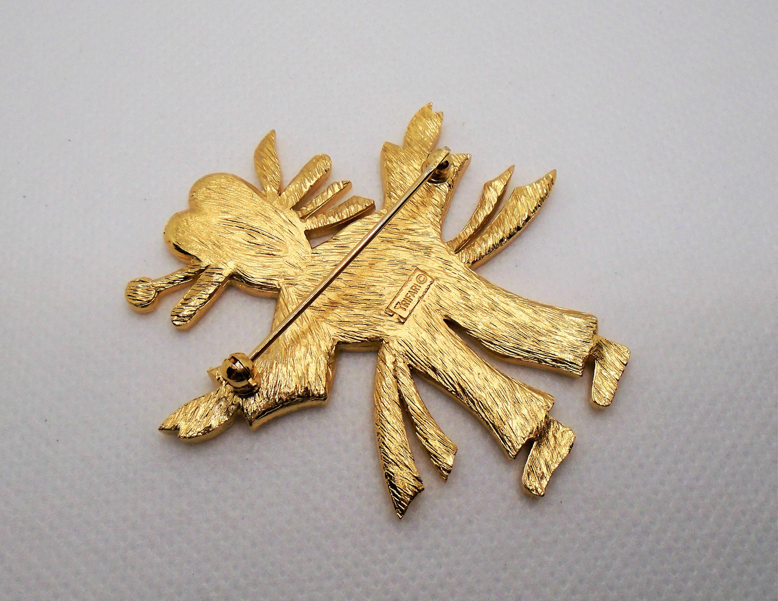 Vintage Polished Gold Tone White Enamel Asian Dancer Pin - Etsy
