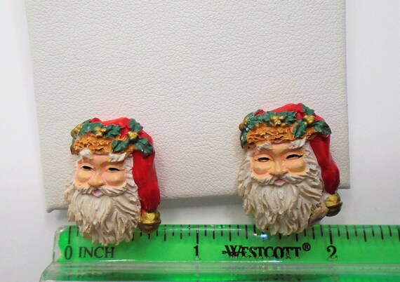 Vintage Detailed Santa Face Resin Christmas Holiday C… - Gem