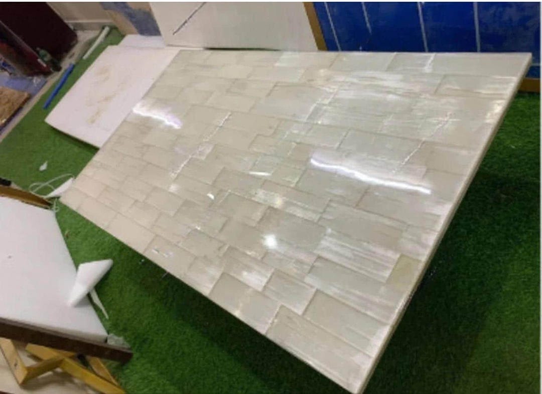 Elegant Selenite Center Dining Table Crystal Healing Gemstone Modern ...