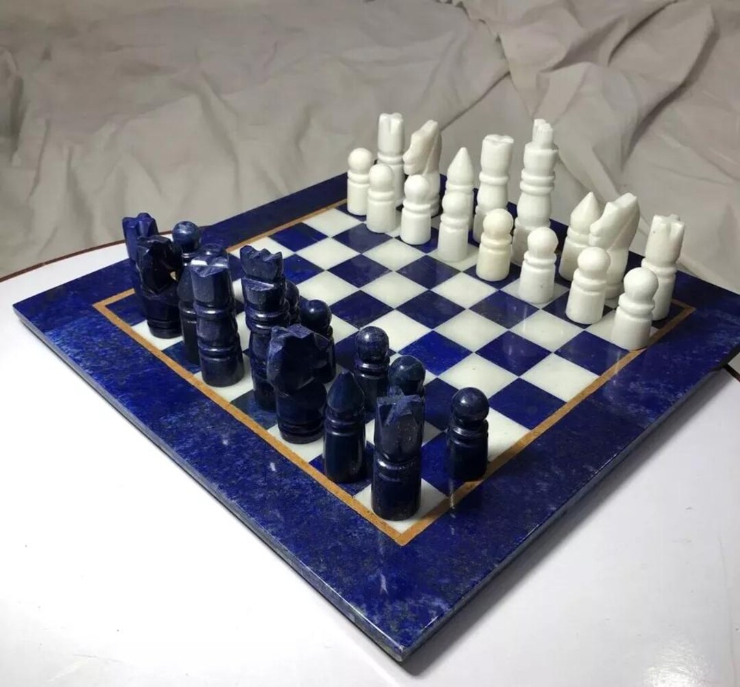 Lapis Marble Chess Set for Indoor Adult Chess Game, Chess Board ...
