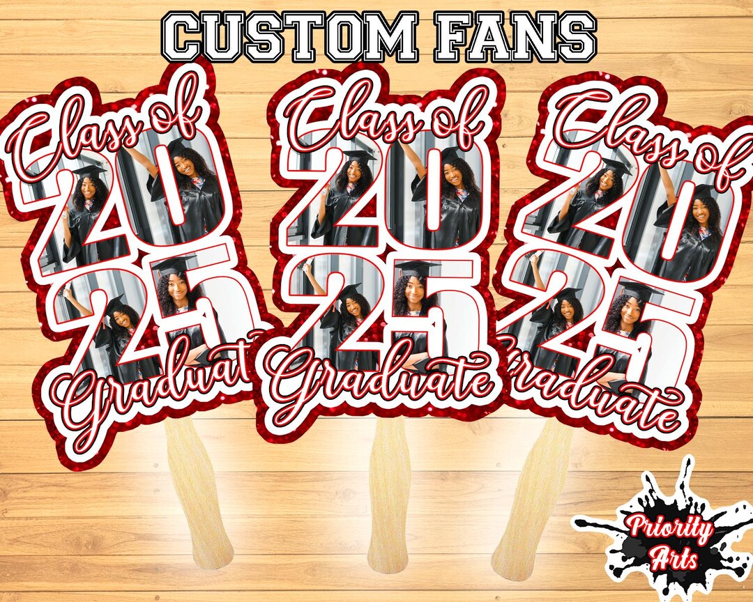 Custom Face Fans With Wooden Handle, Graduation Head, Grad Face Fans ...