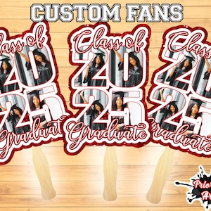 Custom Face Fans With Wooden Handle, Graduation Head, Grad Face Fans ...