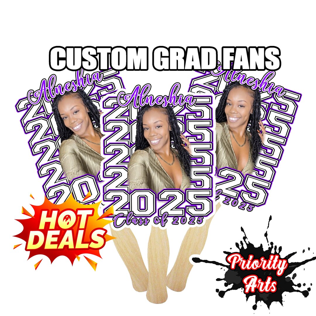 Custom Face Fans With Wooden Handle, Graduation Head, Grad Face Fans ...