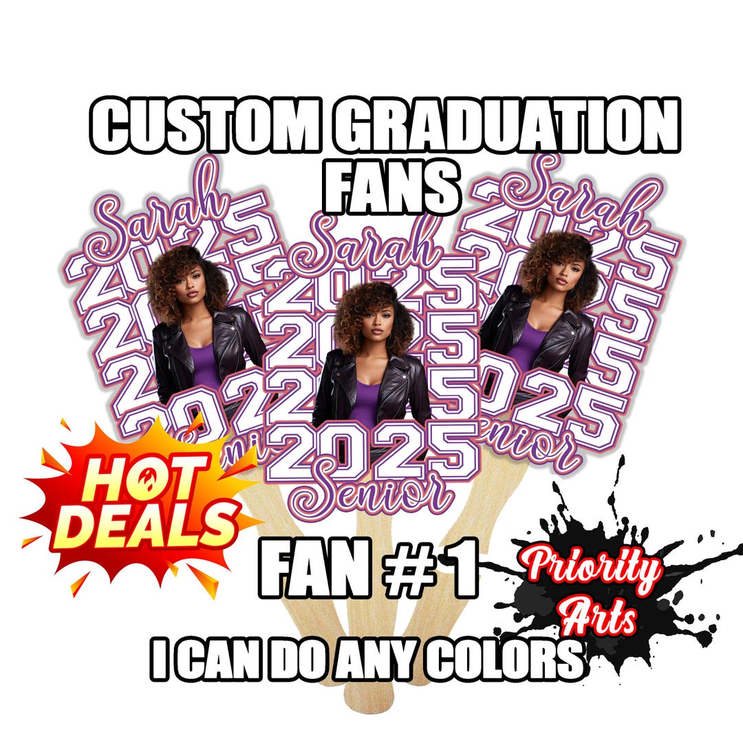 Custom Face Fans With Wooden Handle, Graduation Head, Grad Face Fans ...