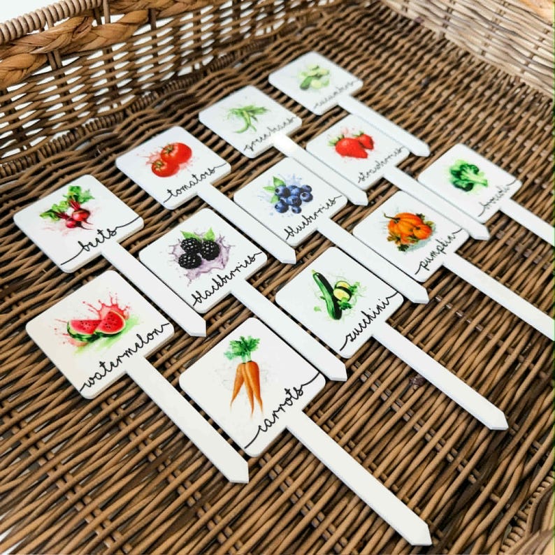Fruit and Vegetable Garden Stakes, Herb Garden Markers, Garden Labels ...
