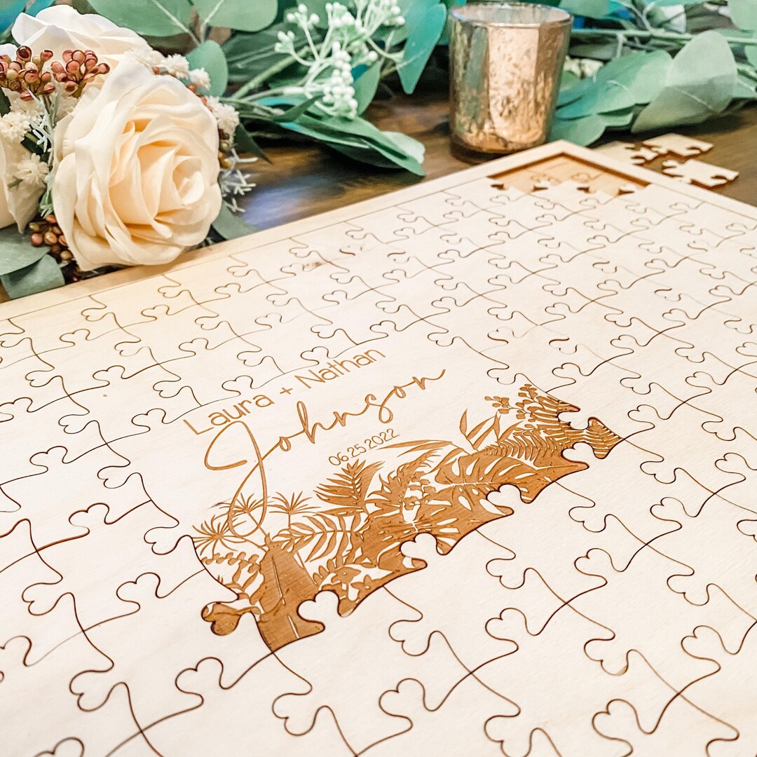 Puzzle Guest Book, Wooden Guest Book, Wedding Puzzle, Heart Guest Book ...