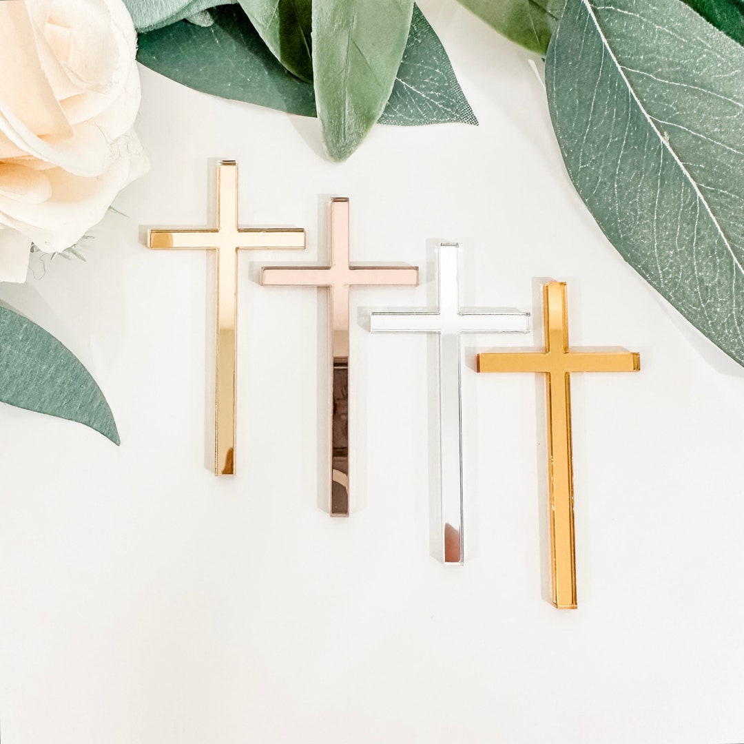 Cross Cake Charm, Baptism Cake Topper, Acrylic Cross Charm, Christening ...