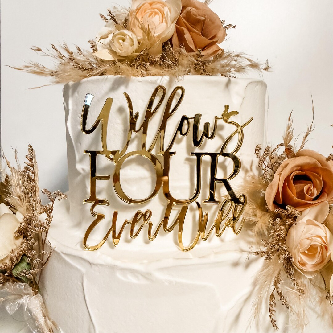 Four Ever Wild Cake Charm, Custom Cake Topper, Fourth Birthday Cake ...