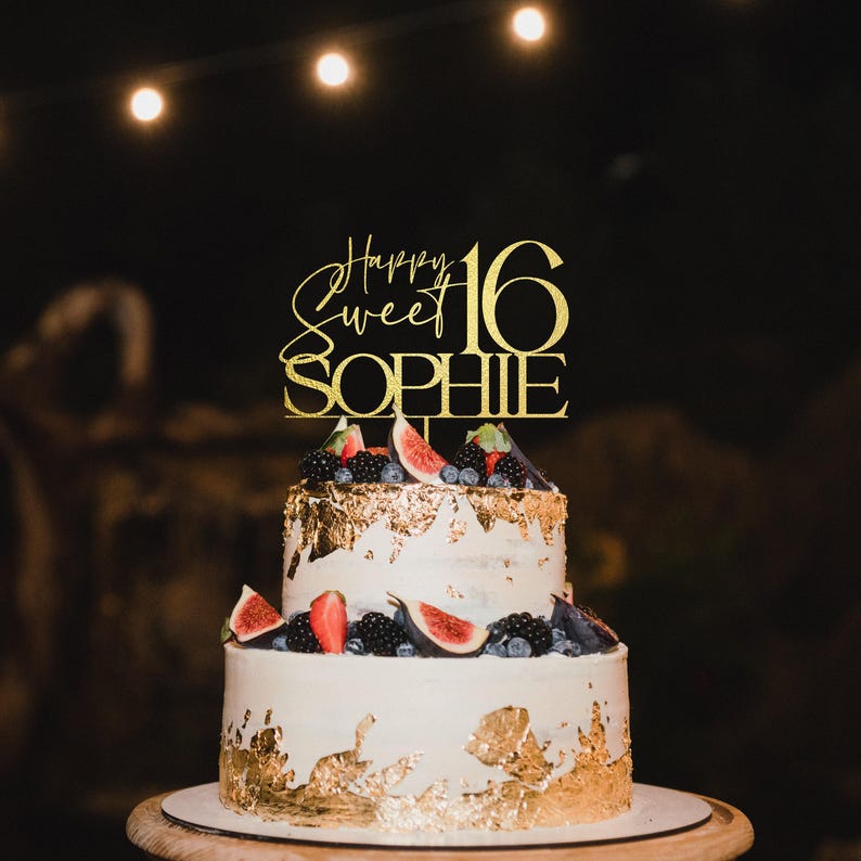 Sweet 16 Cake Topper, Custom Cake Topper, Name Cake Topper, Birthday ...