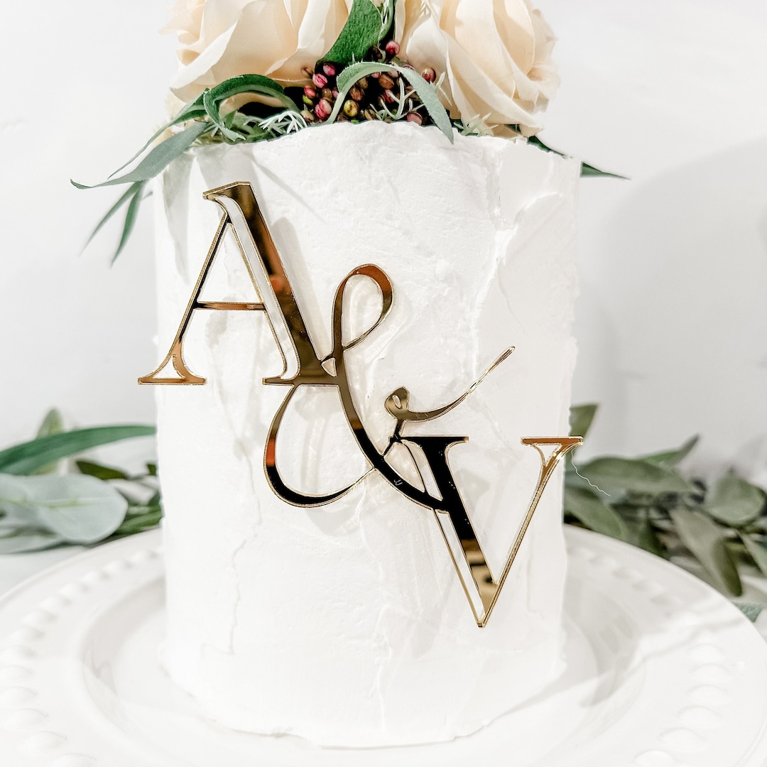 Initials Cake Charm, Monogram Cake Topper, Initials Cake Topper, Custom ...