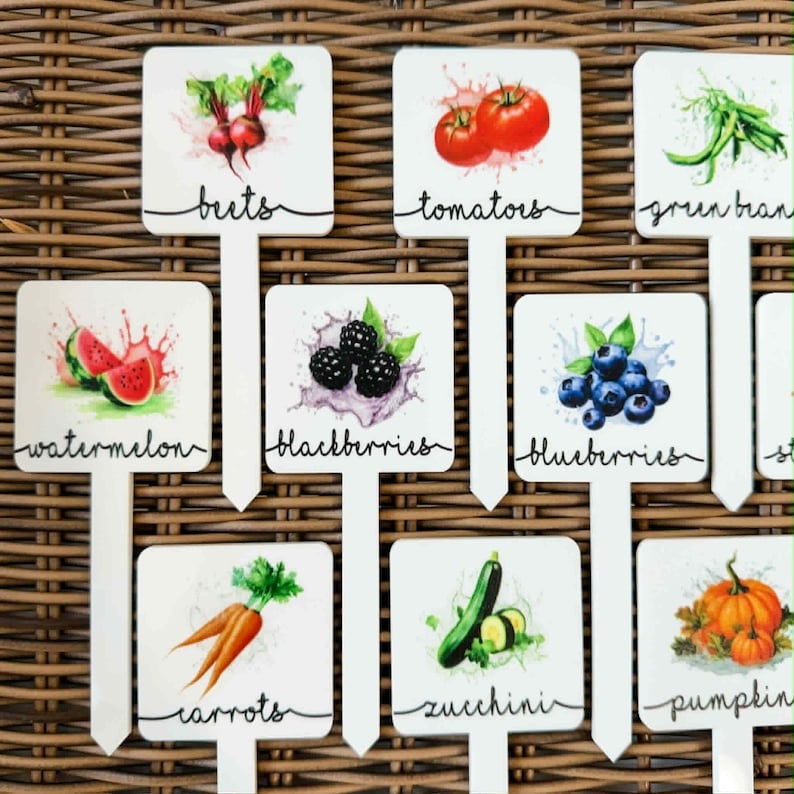 Fruit and Vegetable Garden Stakes, Herb Garden Markers, Garden Labels ...