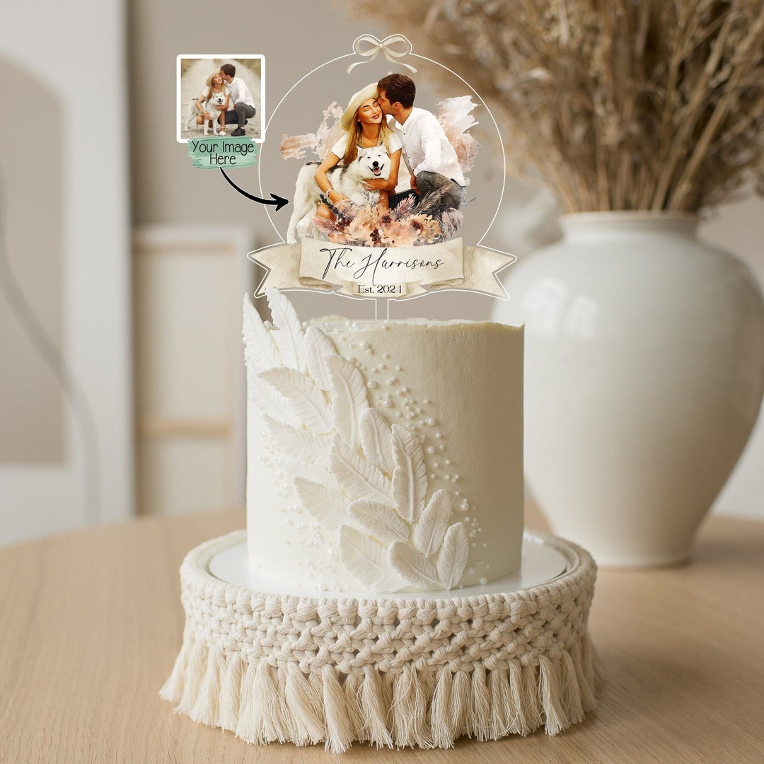 Photo Cake Topper, Watercolor Photo Cake Topper, Custom Cake Topper ...