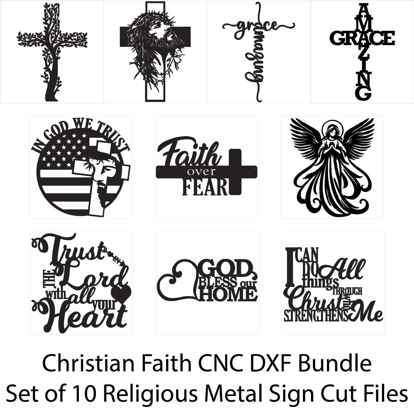 Christian Faith CNC DXF Bundle | Set of 10 Religious Metal Sign Cut ...