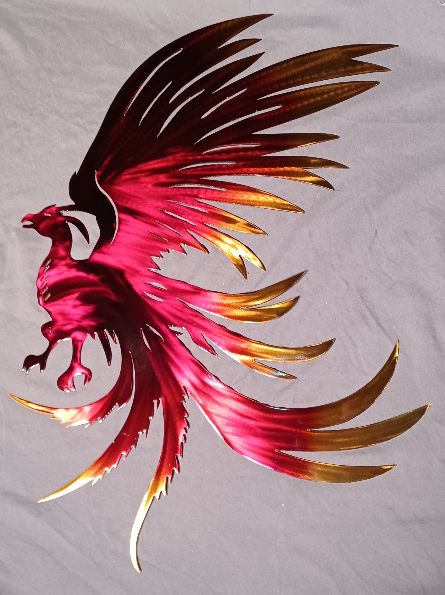Fantasy Phoenix, Phoenix Wall Decor, D&D, Rising Phoenix, Fantasy Metal ...