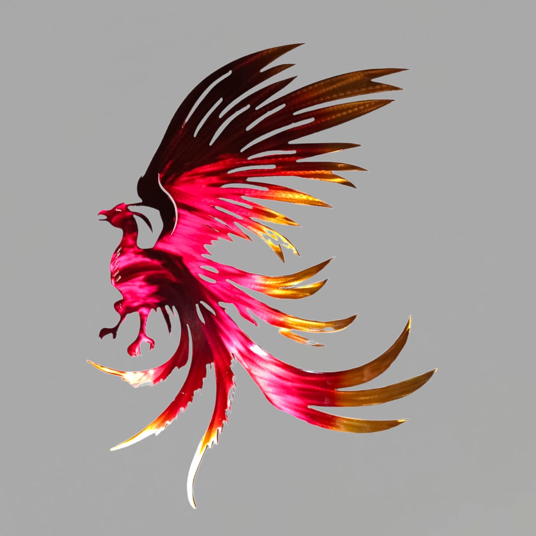Fantasy Phoenix, Phoenix Wall Decor, D&D, Rising Phoenix, Fantasy Metal ...