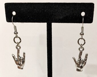 I Love You Sign Language Silver Metal Earrings - Etsy