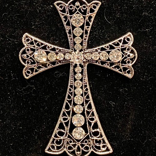 Large Rhinestone Cross With 27 Adjustable Necklace - Etsy