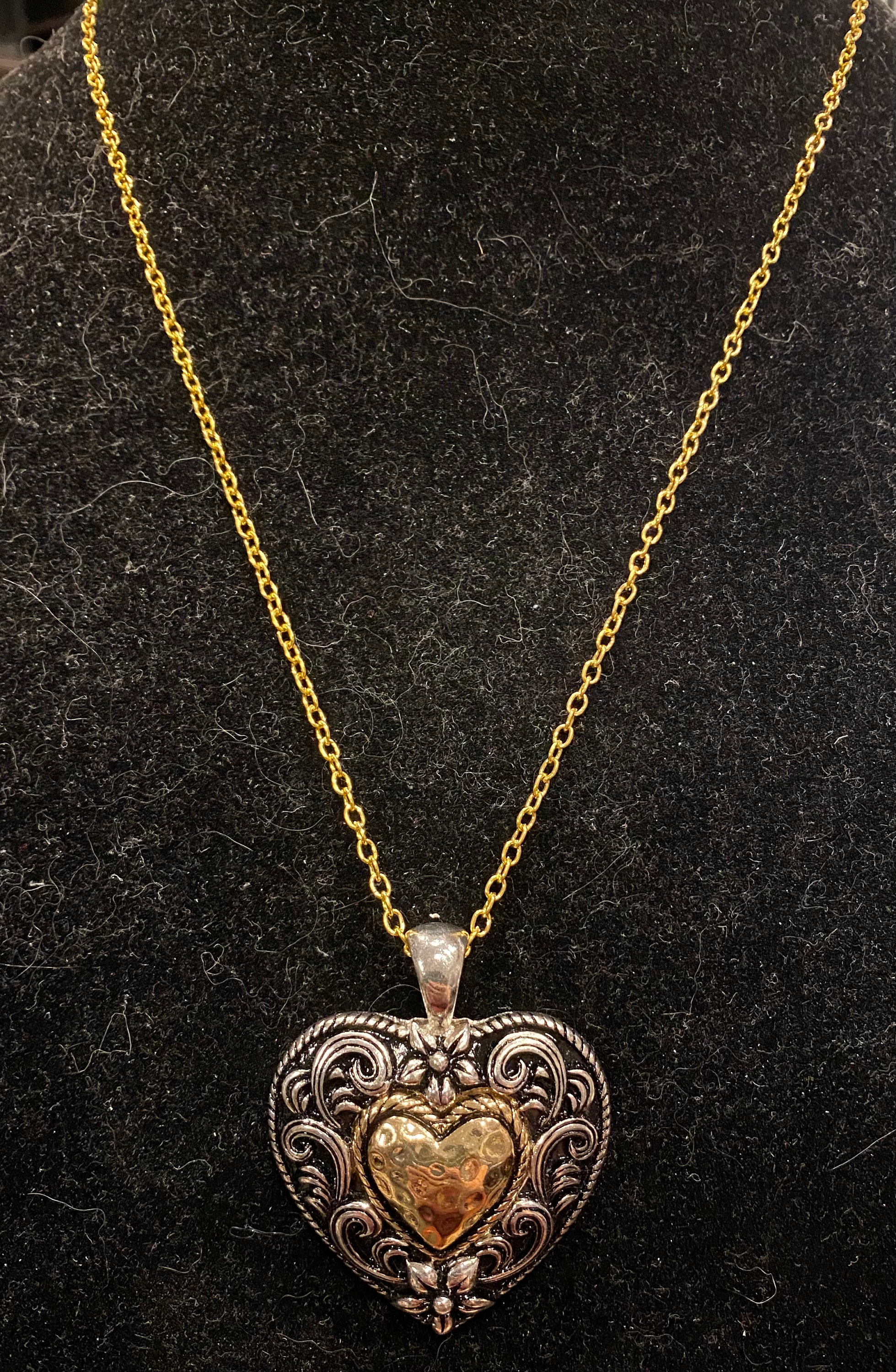 Big, Silver and Gold, Heart, Pendant, Necklace - Etsy