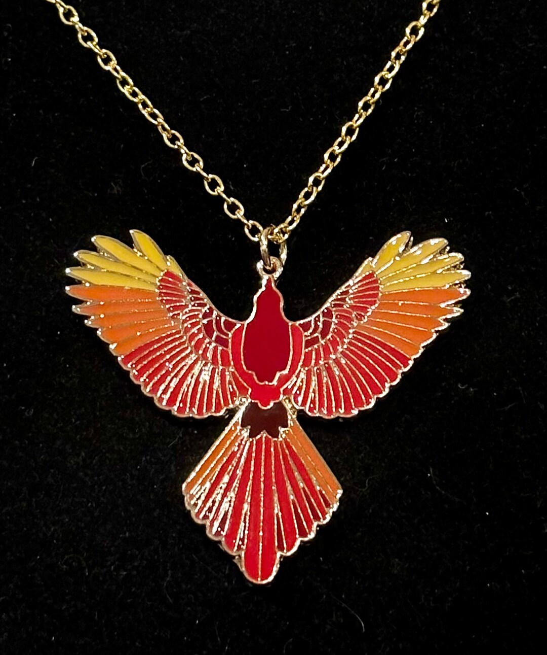 Gold, Red, Phoenix, Pendant, Necklace - Etsy