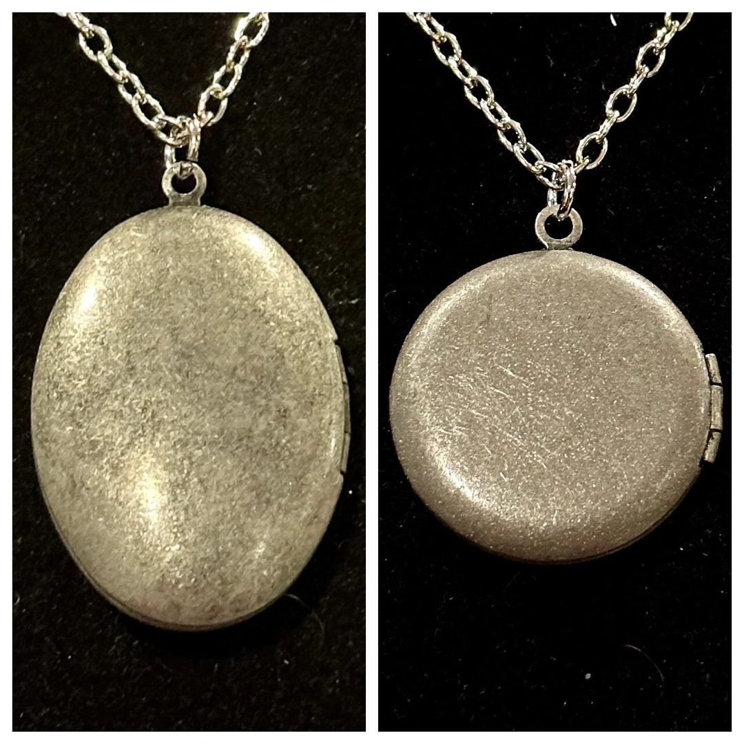 Silver, Oval, Round, Blank, Antique Silver, Locket, Necklace - Etsy