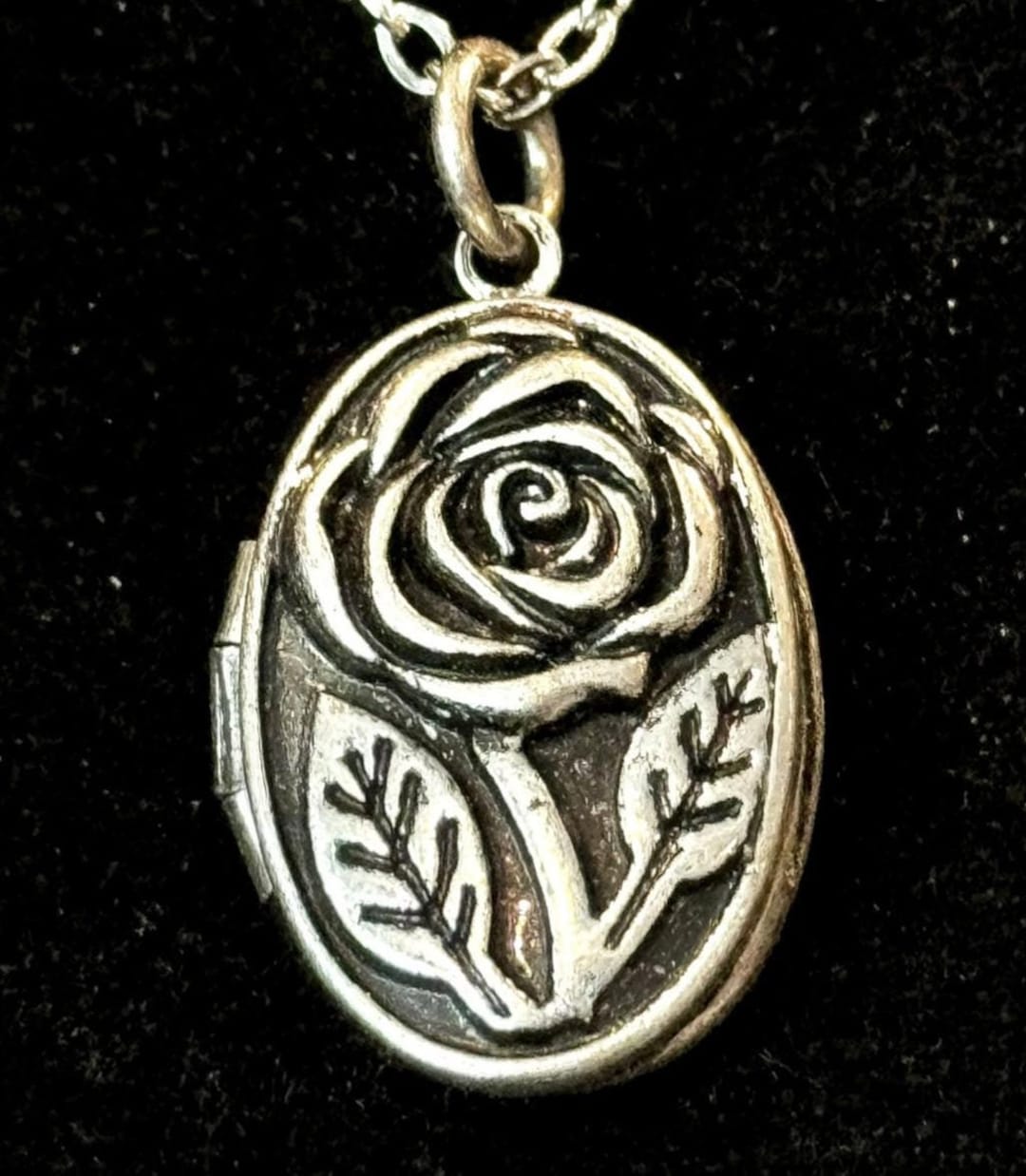 Silver, Rose, Oval, Locket, Necklace - Etsy