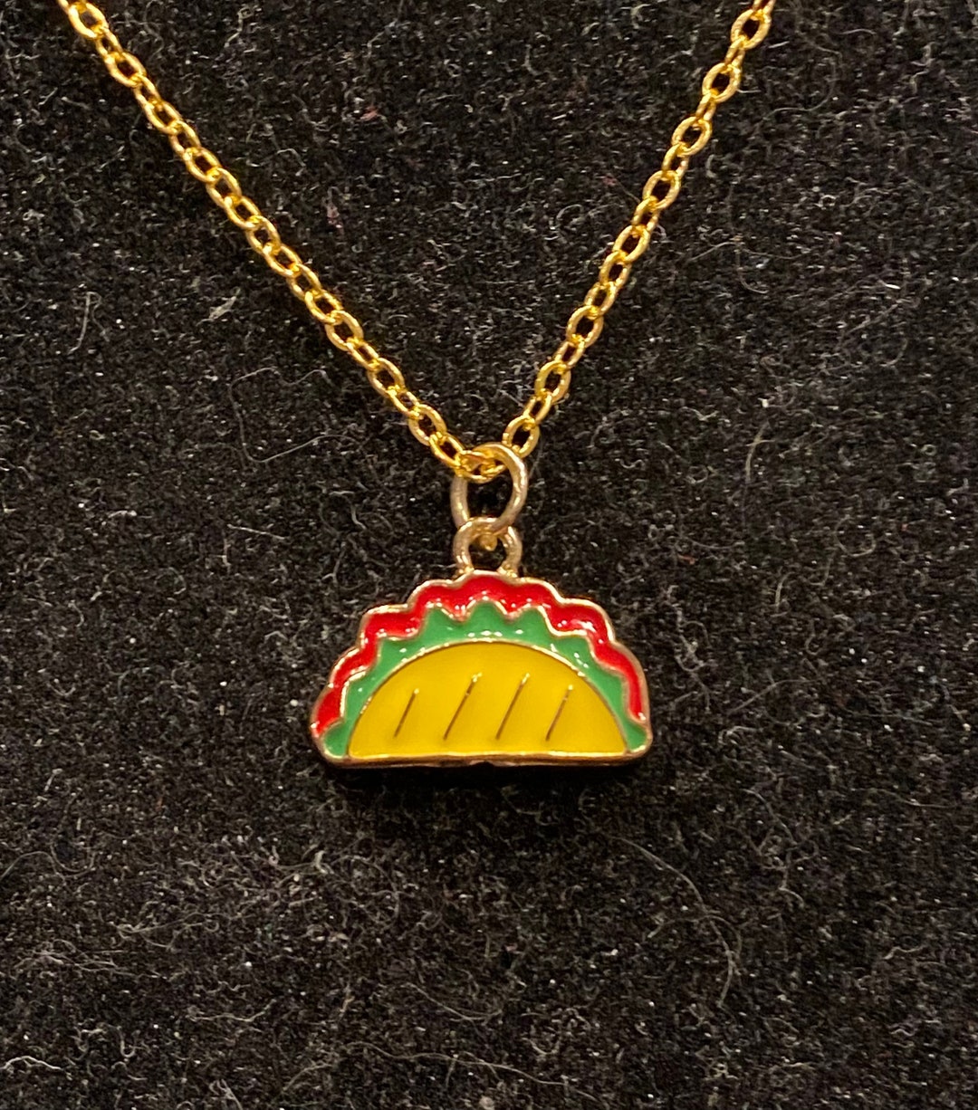Taco, Gold, Pendant, Necklace - Etsy