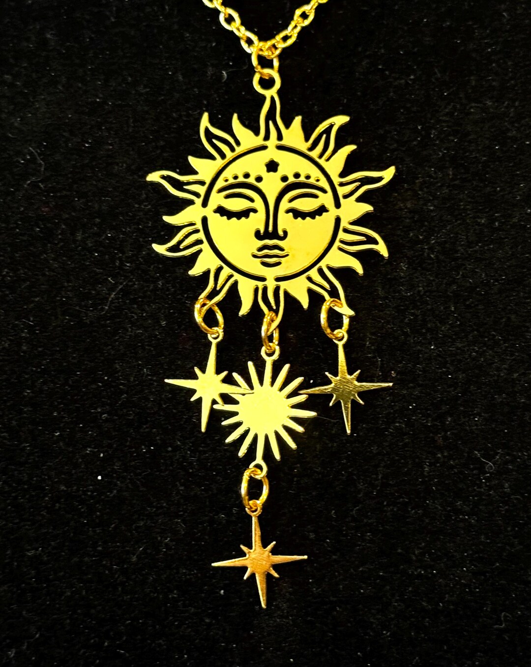 Gold, Sun, Star, Pendant, Necklace - Etsy