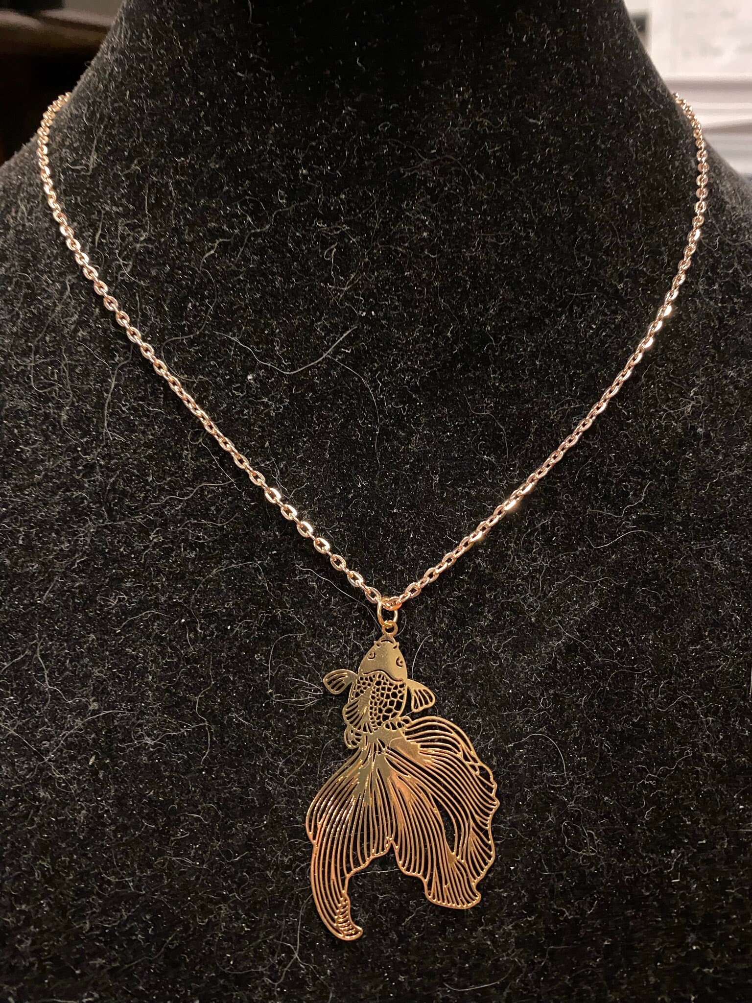 Rose Gold Fish Betta Fish Koi Fish Pendant Necklace | Etsy