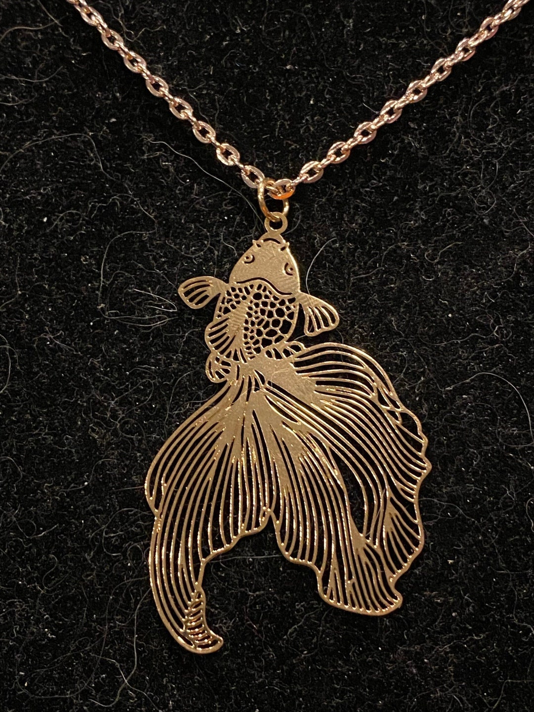 Rose Gold Fish Betta Fish Koi Fish Pendant Necklace - Etsy