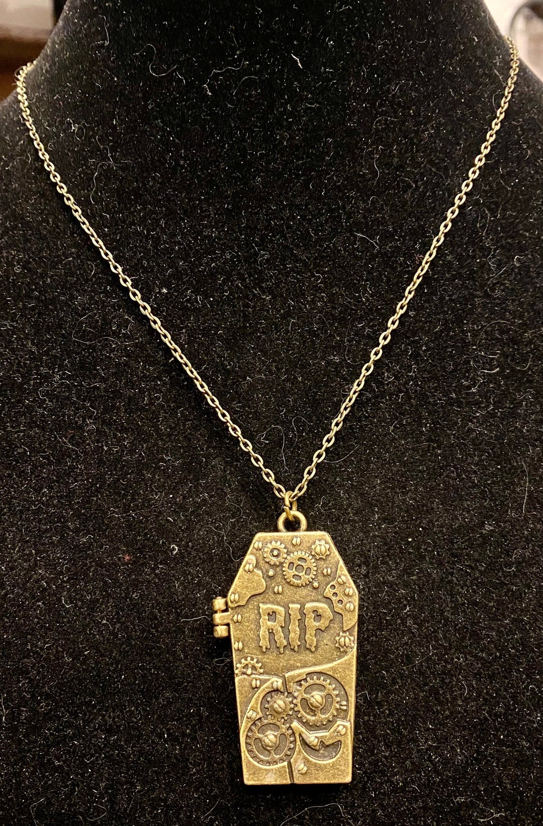 Antique Bronze, RIP, Coffin, Locket, Secret Box, Pendant, Necklace - Etsy