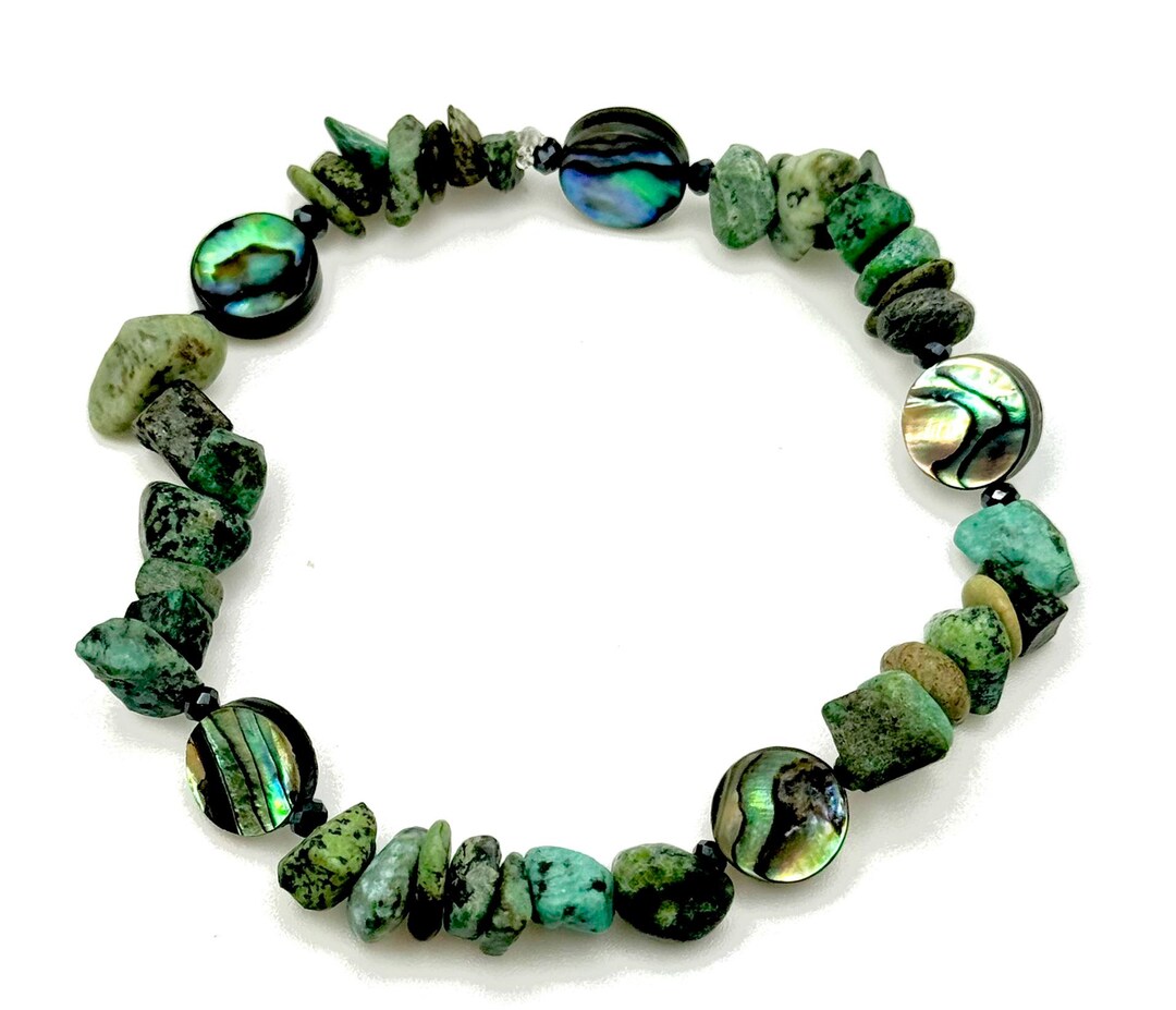 Abalone Shell, African Turquoise, Adjustable, Gemstone, Bracelet - Etsy