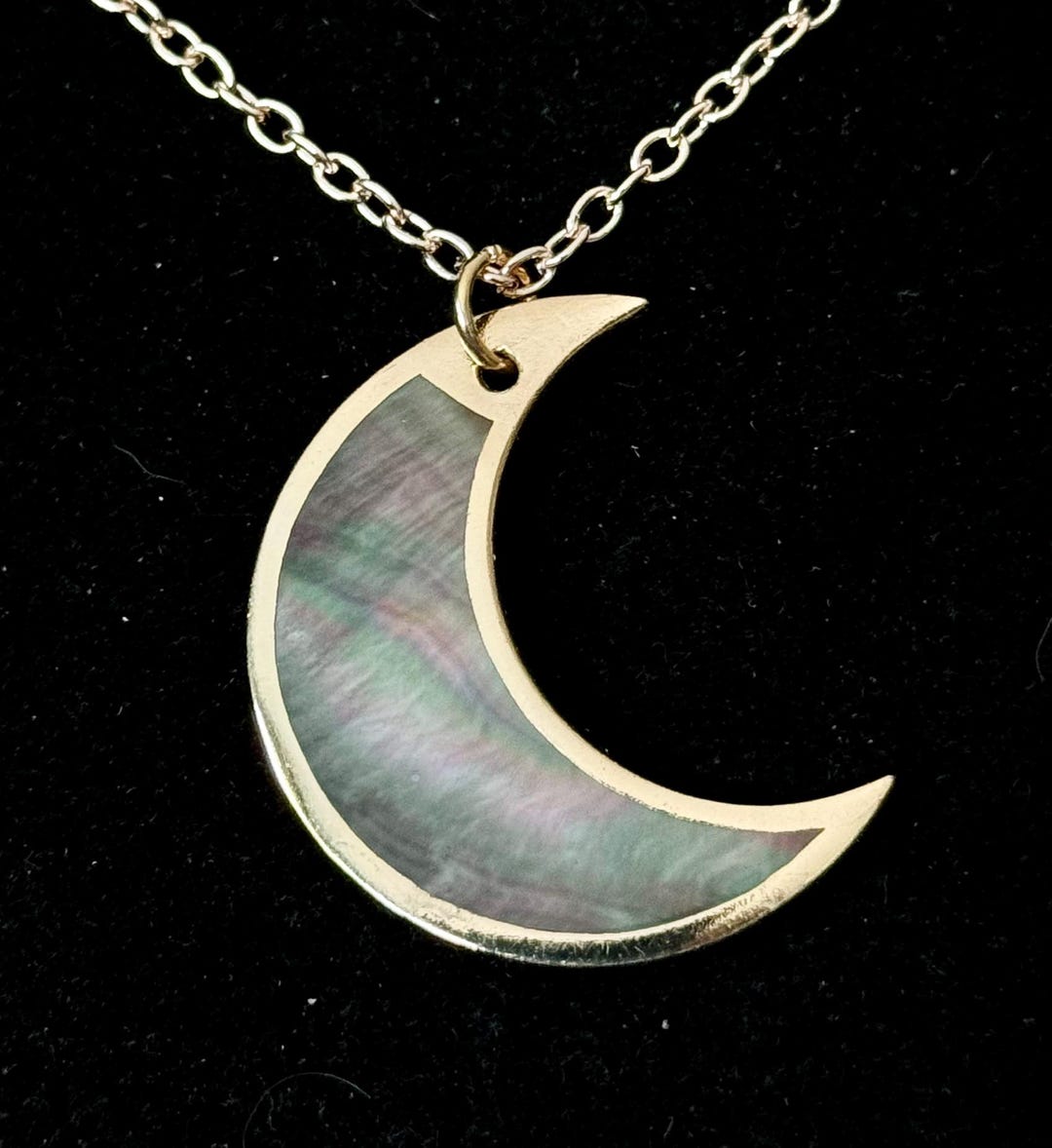Rose Gold, Moon, Abalone Shell, Pendant, Necklace - Etsy