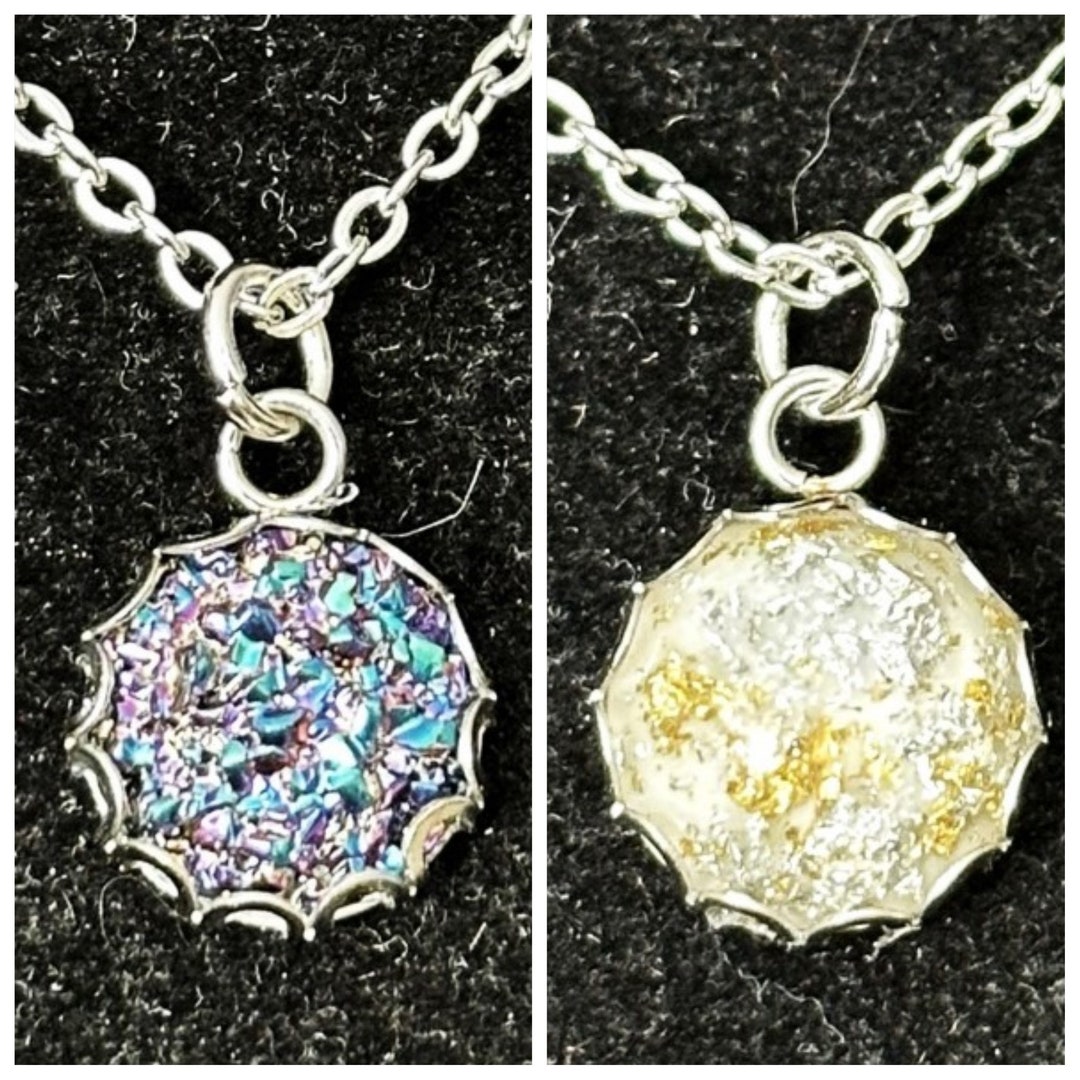 Silver, Small, Round, Blue, Gold, Pendant, Necklace - Etsy