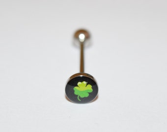 Red Tongue Symbol Tongue Ring, Tongue Piercings, Tongue Studs, 4 Leaf ...
