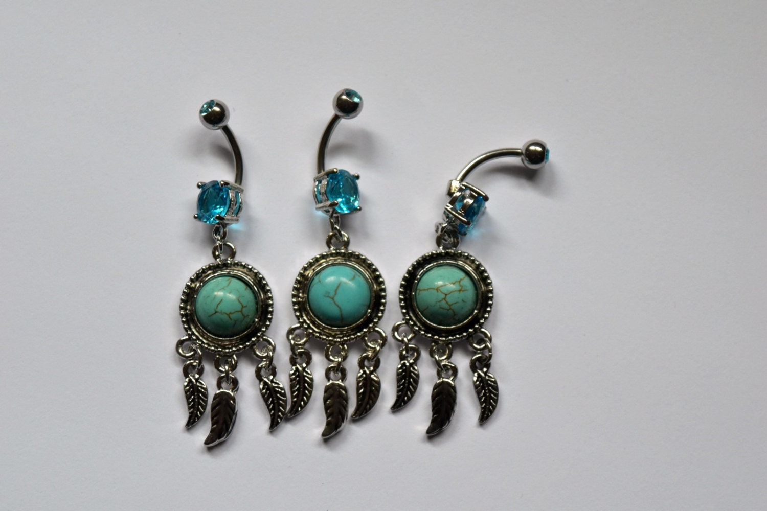 Belly Button Ring, Navel Ring, Turquoise Rock Navel Ring, Belly Rings ...