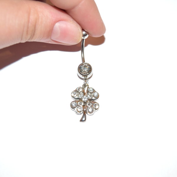 Four Leaf Clover Belly Ring - Etsy