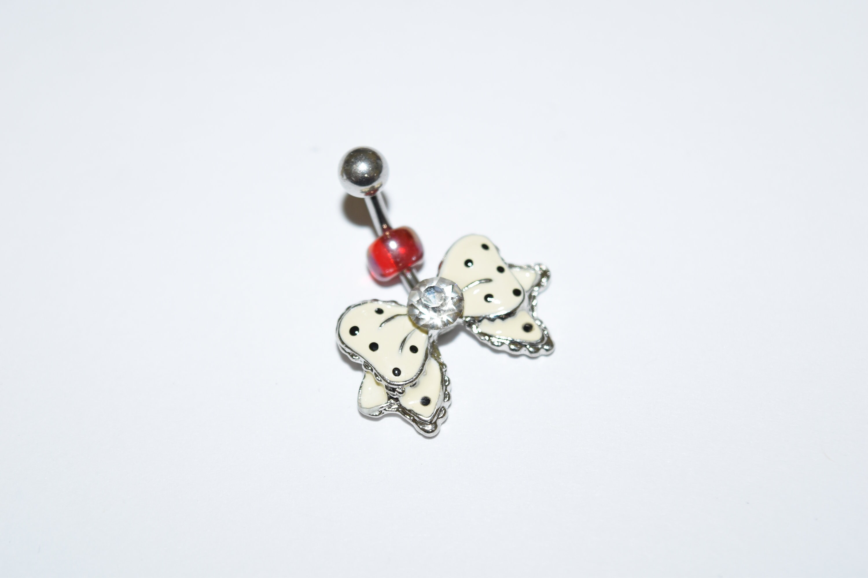 Handmade White Bow Belly Ring, 316L Surgical Steel Belly Button Rings ...